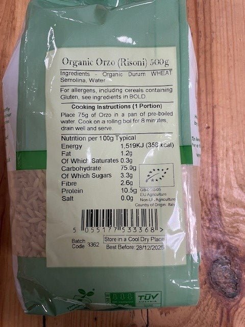 Orzo (Risoni) White 500g – Organic Delivery Company